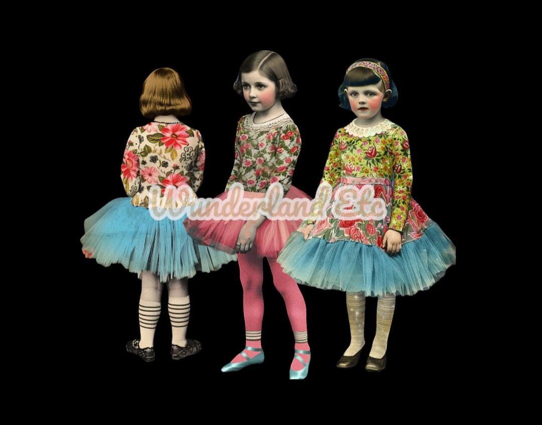 Set of 3 Tutu Girls Character Cutouts for Altered Art/mixed Media, Doll ...
