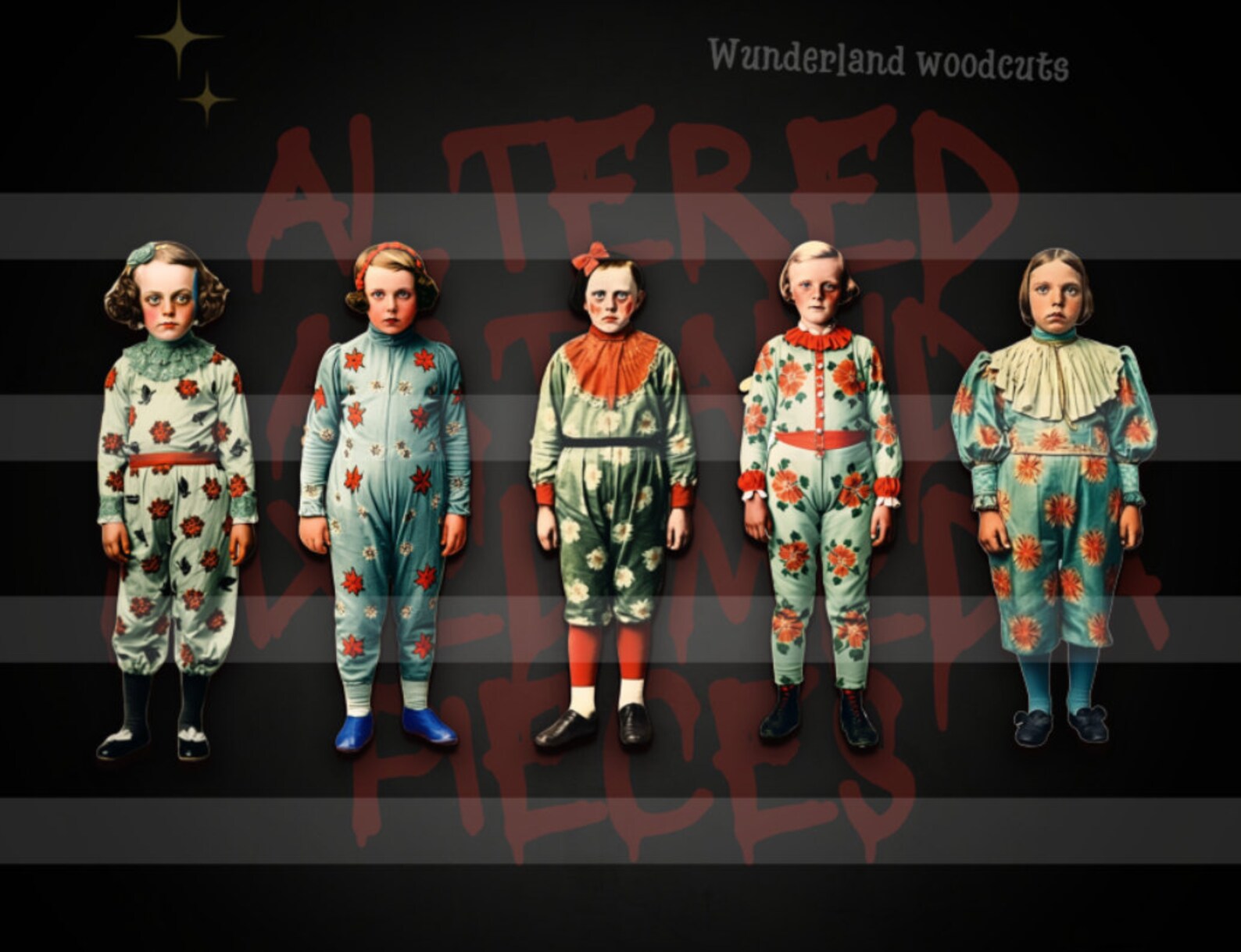 5 Mini Pajama Doll Cutouts for Altered Art/mixed Media, Doll Woodcuts ...