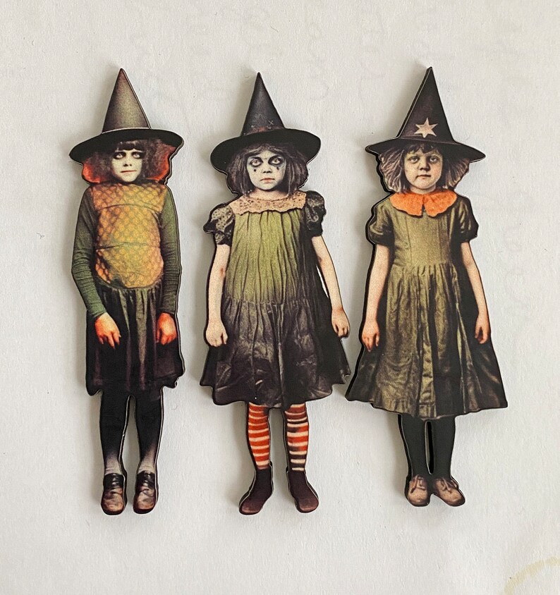 3 Mini Witch Character Cutouts for Altered Art/mixed Media, Doll ...