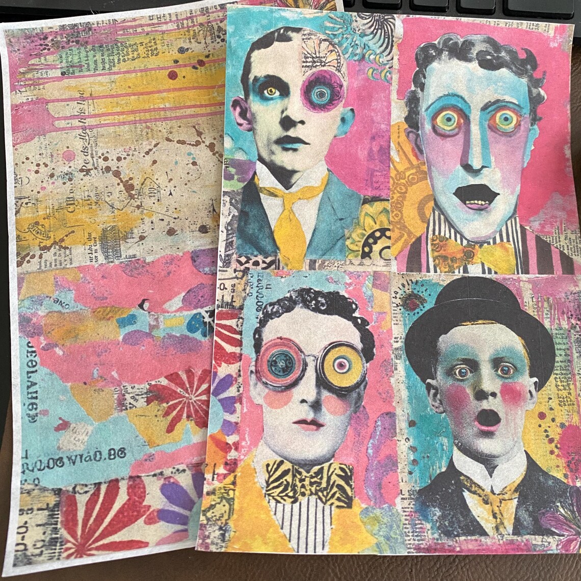 Vibrant Whimsical Faces and Patterned Rice Paper Decoupage Sheets - Etsy