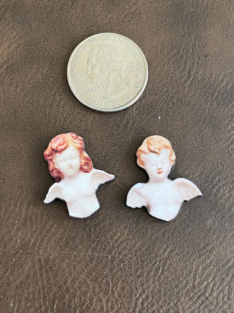 Pair of Tiny Guardian Angel Cherub Busts - Supplies for Altered Art ...