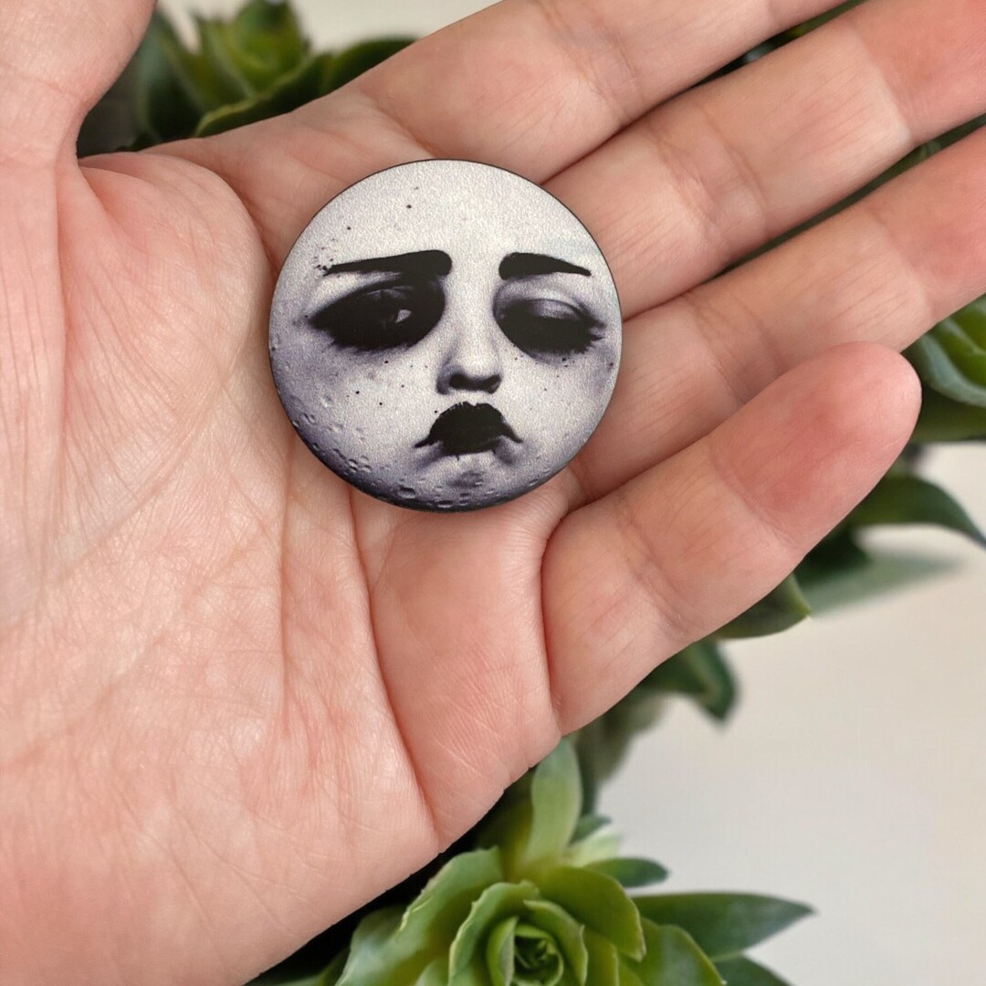 Bizarre Moody Moon Head - Face Wood Cutouts for Ornaments, Jewelry ...