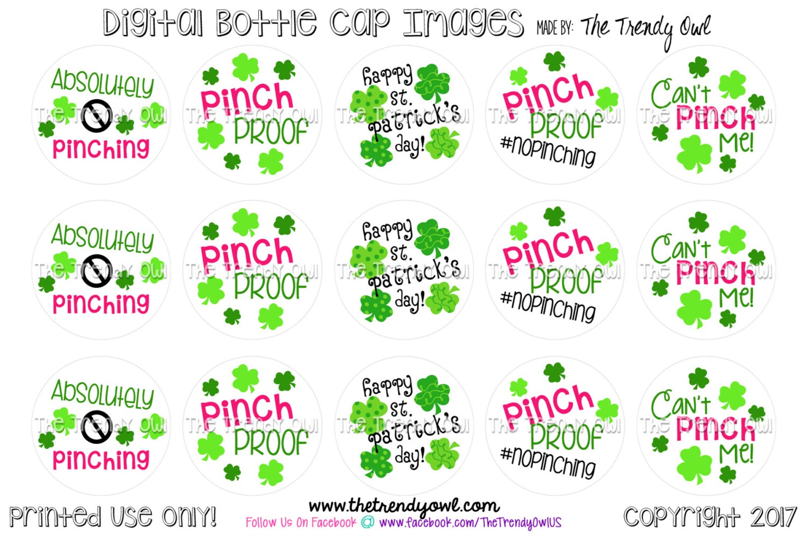 Pinch Proof! - St. Patrick's Day Themed Digital Bottle Cap Images ...