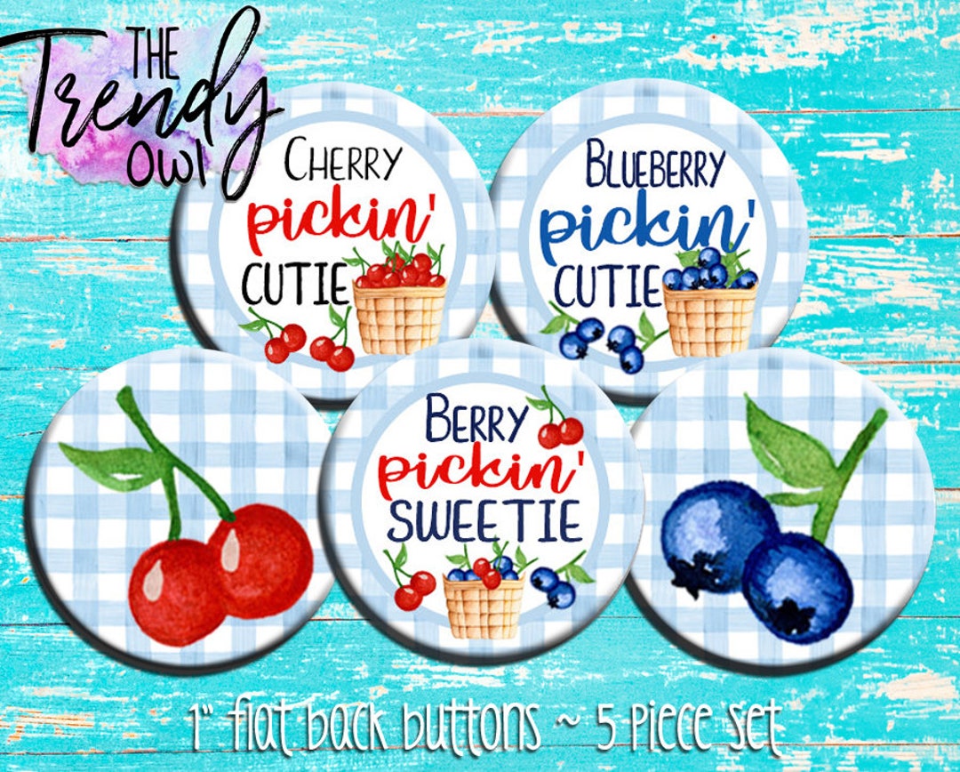 Summer Berries 5pc. Flat Back Button Set B107 - Etsy