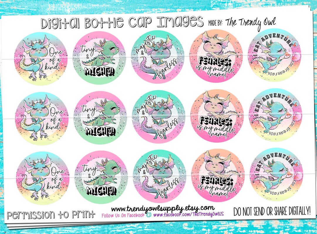 Dragons! - Sayings/quotes - INSTANT DOWNLOAD - Digital Bottle Cap ...