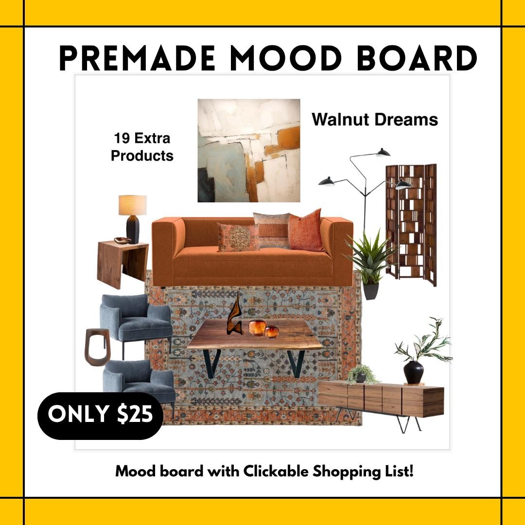 Premade Living Room Mood Board: Virtual Interior Design With Shopping ...