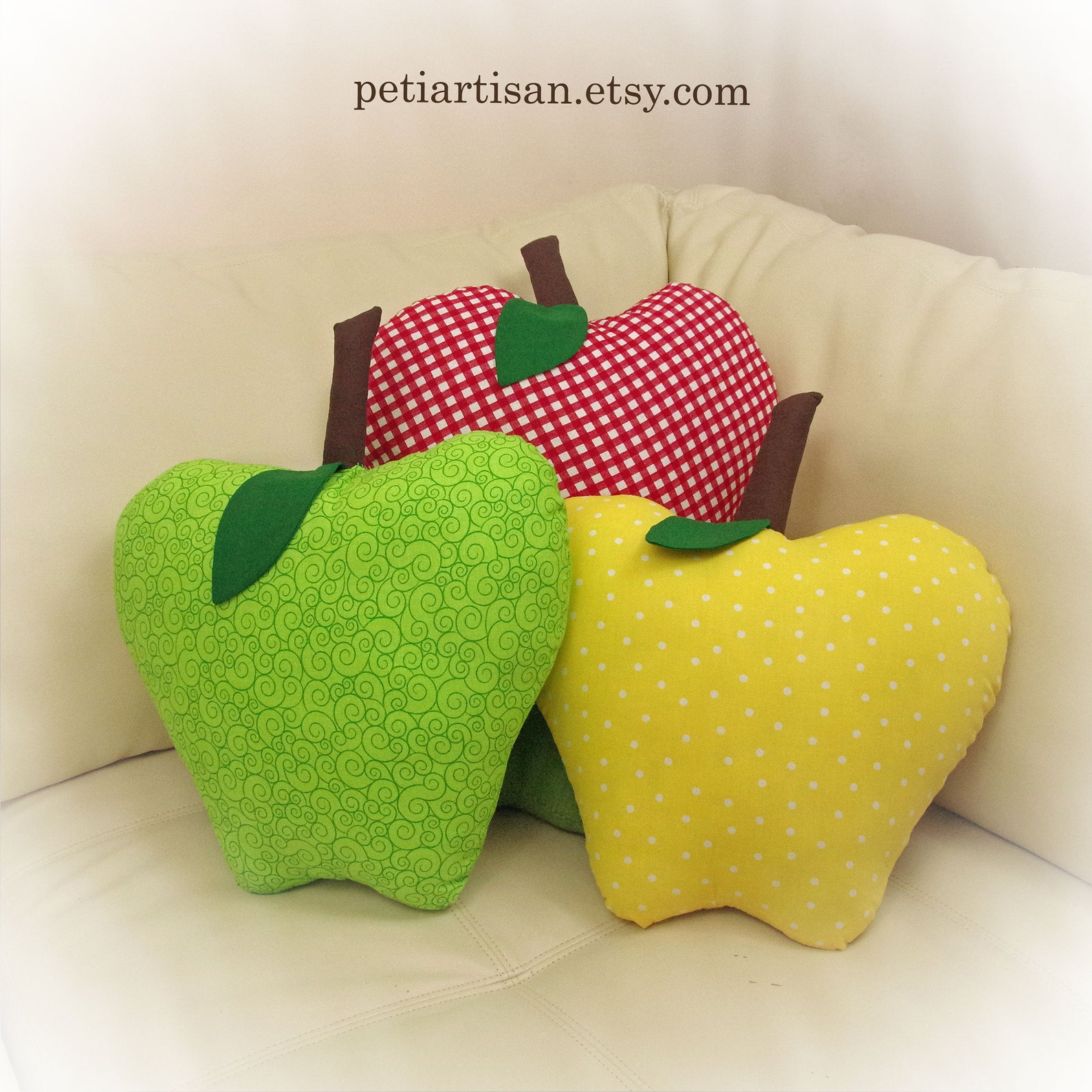 Apple Shaped Pillow Apple Pillowgreen Applered Apple Toy | Etsy