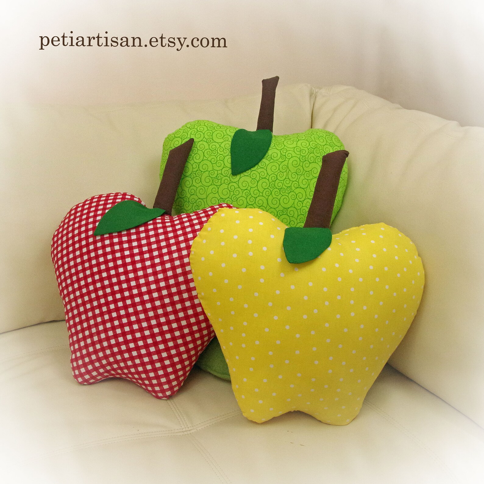 Apple Shaped Pillow Apple Pillowgreen Applered Apple Toy | Etsy