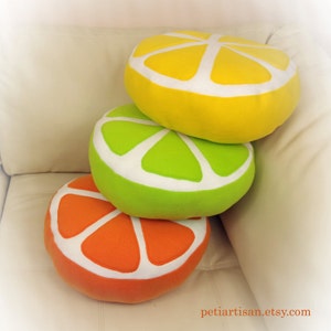Lemon Pillow, Orange Pillow, Lime Pillow, Citrus Pillow, Food Pillow ...