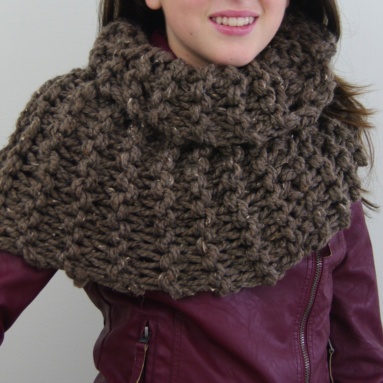 Hand-knitted Chunky Twisted Infinity Cowl Scarf in Barley - Etsy