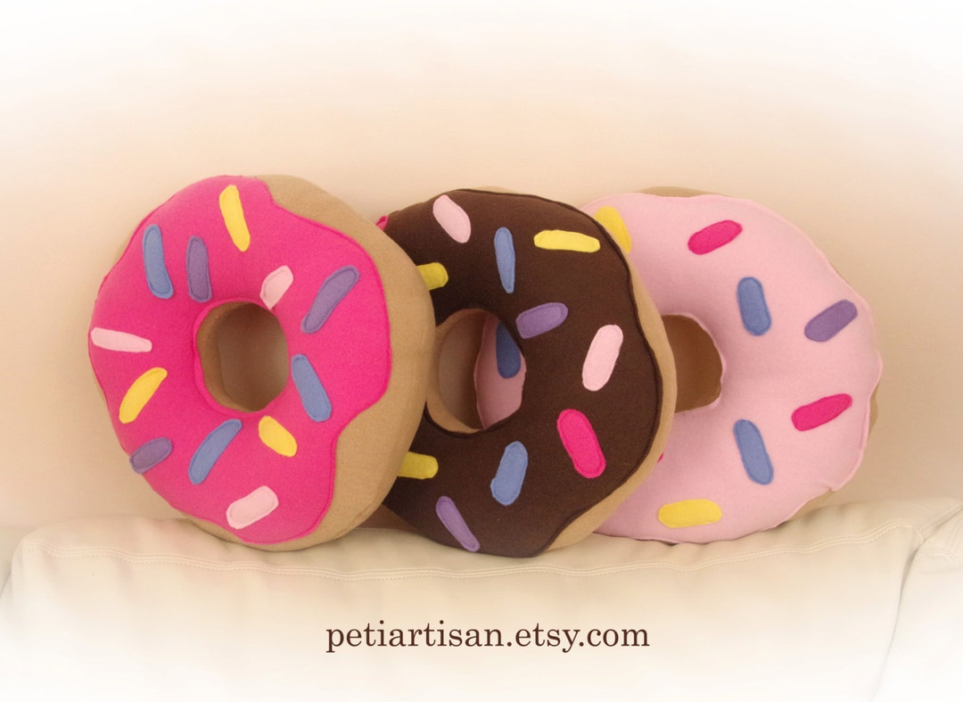 Donut Pillow, Food Pillow, Doughnut Pillow, Chocolate Frosted Doughnut ...
