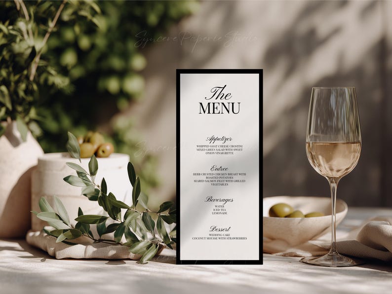 Modern Black & White Editable Wedding Menu Template – the Emersyn ...