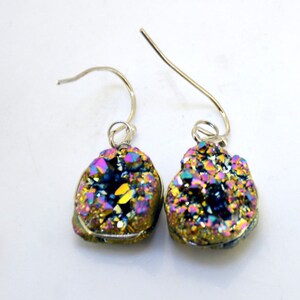 2 16mmx12mm Charm Luster Shiny Brown Titanium Druzy Geode Beads Earring ...