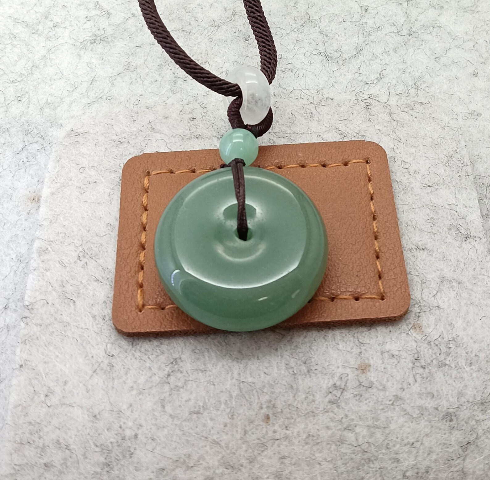 Aventurine Jade Hoop Pendant Necklace: Adjustable Cord Amulet - Etsy