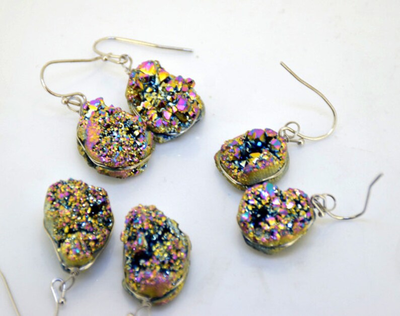 2 16mmx12mm Charm Luster Shiny Brown Titanium Druzy - Etsy