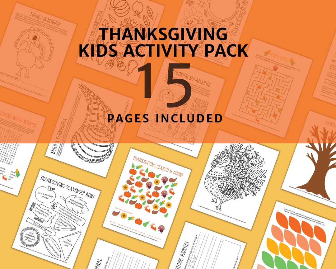 Thanksgiving Kids’ Activity Pack: Printable Cornucopia Cut & Paste ...
