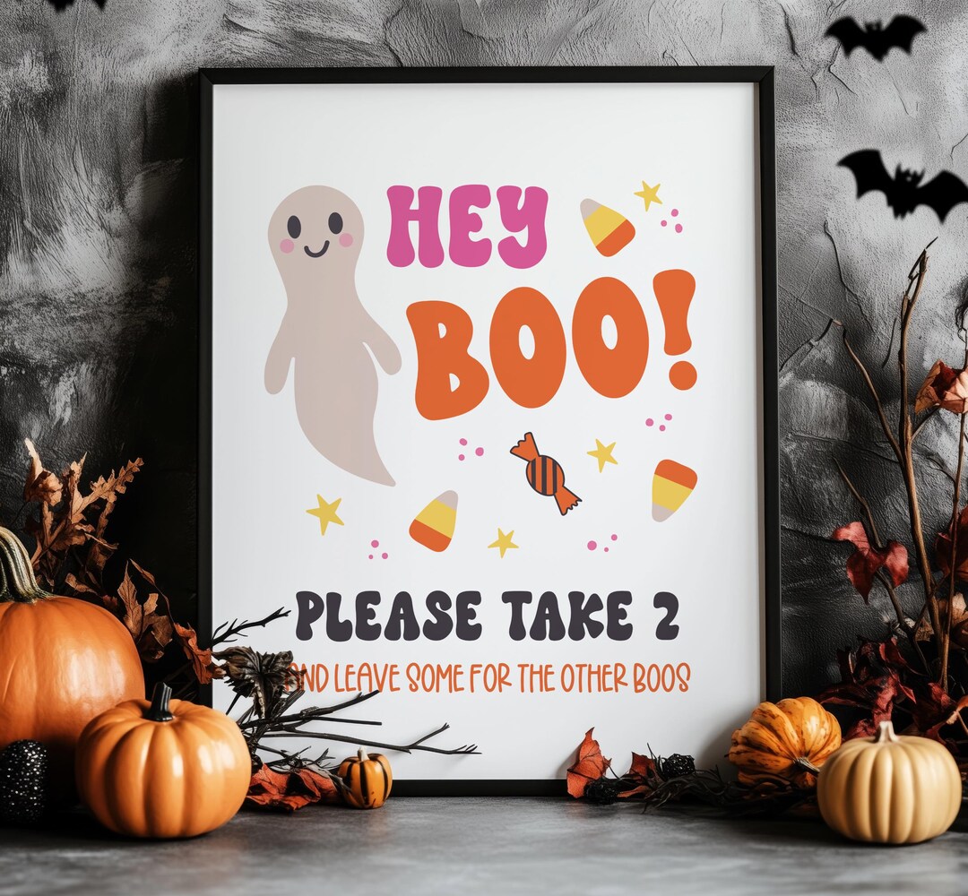 Printable Halloween Candy Bowl Sign for Front Door, Trick or Treat ...