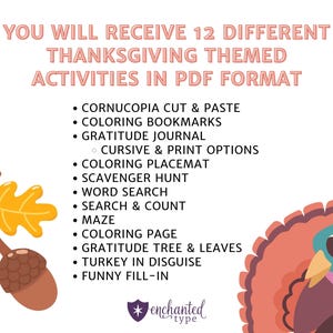 Thanksgiving Kids’ Activity Pack: Printable Cornucopia Cut & Paste ...