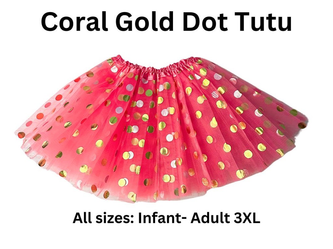 Coral Gold Polka Dot Tutu Skirts 7 Sizestutus for Birthdays Fun Run ...