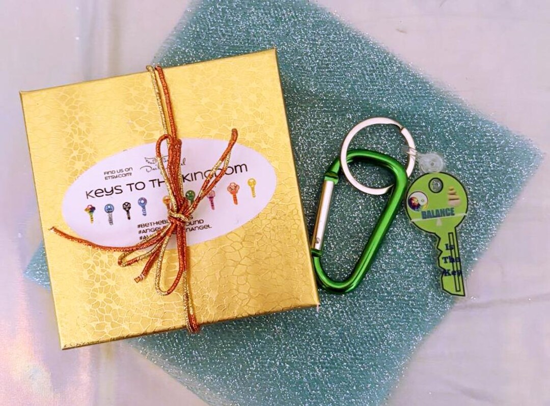 Balance Key Charm Keychain Gift Set - My Daily Angel - Etsy