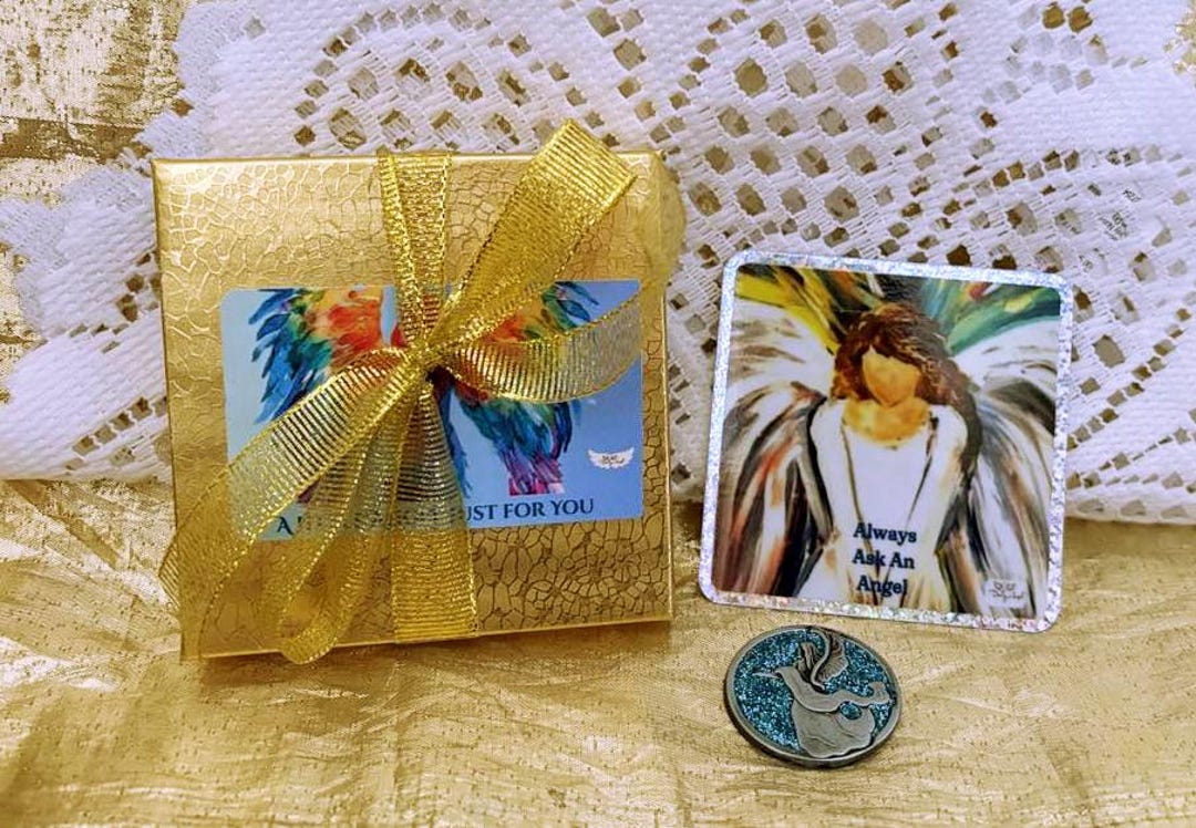 Angel Token Gift Set: Pewter Pocket Angel, Glitter Sticker - Etsy