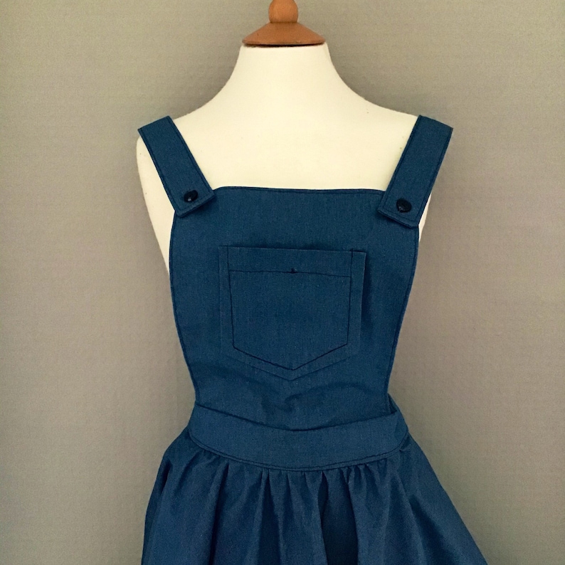 Denim medium blue dungaree dress | Etsy