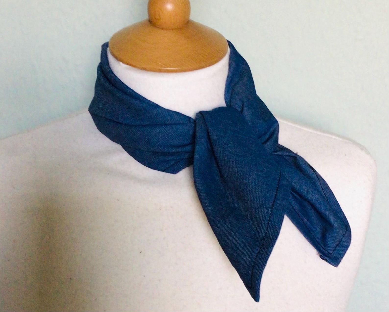 Denim Lightweight Navy Blue Necktie/neckerchief and Scarf - Etsy