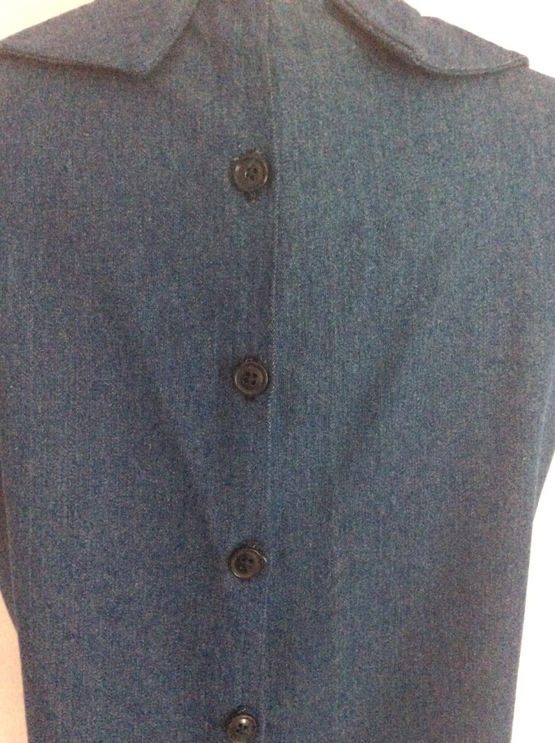 Denim Blue Peter Pan Collar Button Back Blouse - Etsy