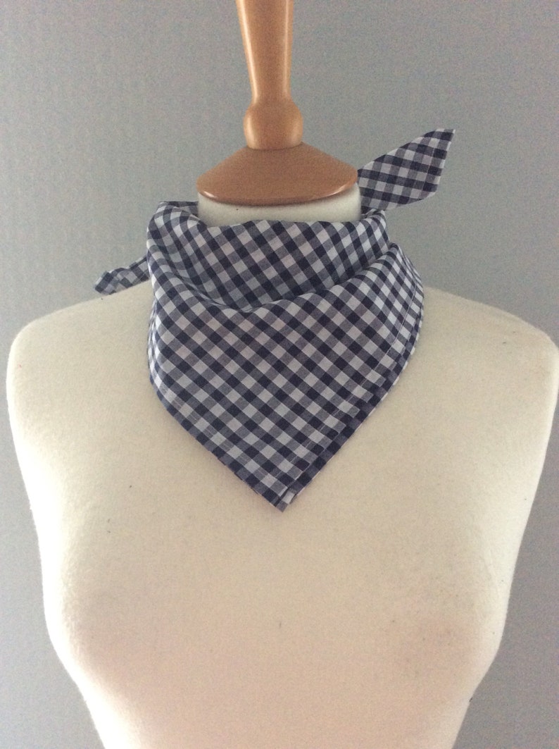 Navy and white gingham neckerchief and neck tie scarf | Etsy