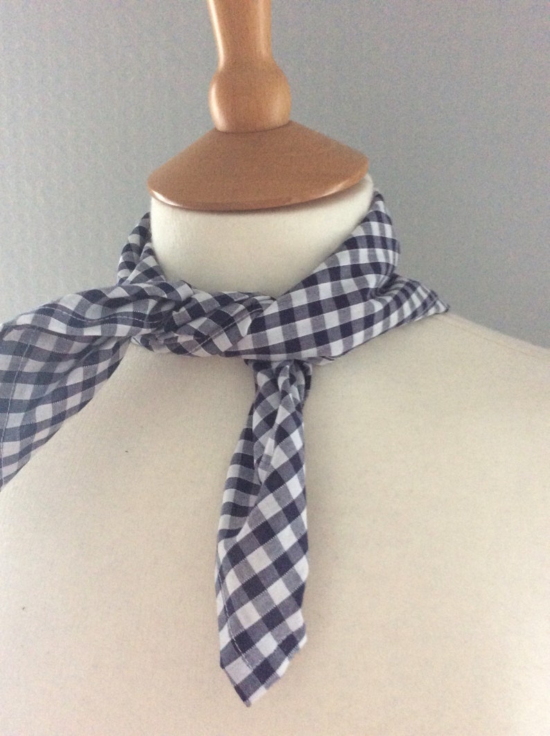 Navy and White Gingham Neckerchief and Neck Tie Scarf | Etsy