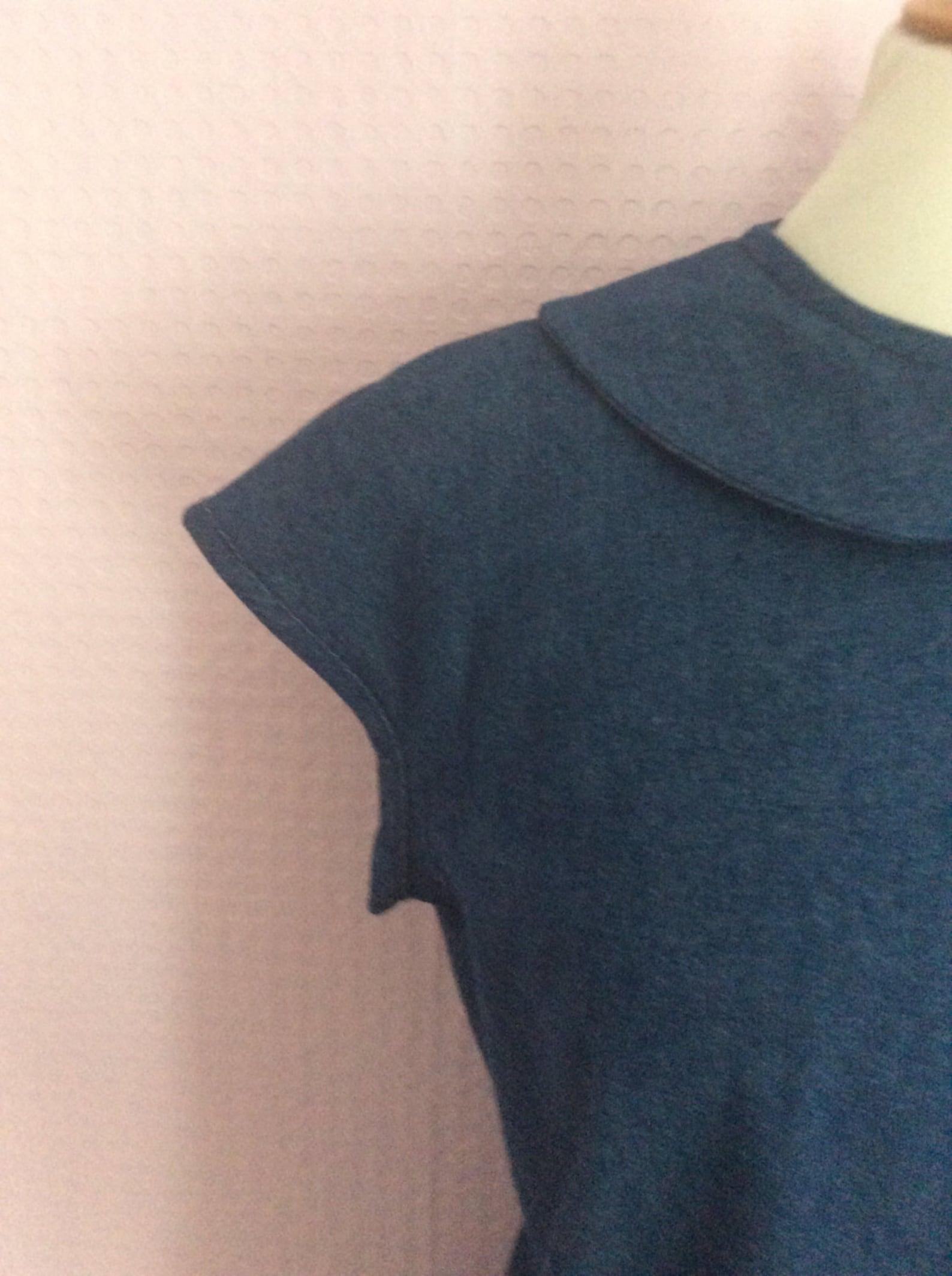 Denim Blue Peter Pan Collar Button Back Blouse - Etsy