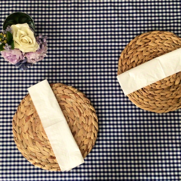 Navy and White Check Tablecloth - Etsy