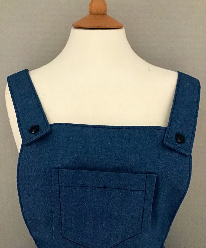 Denim medium blue dungaree dress | Etsy