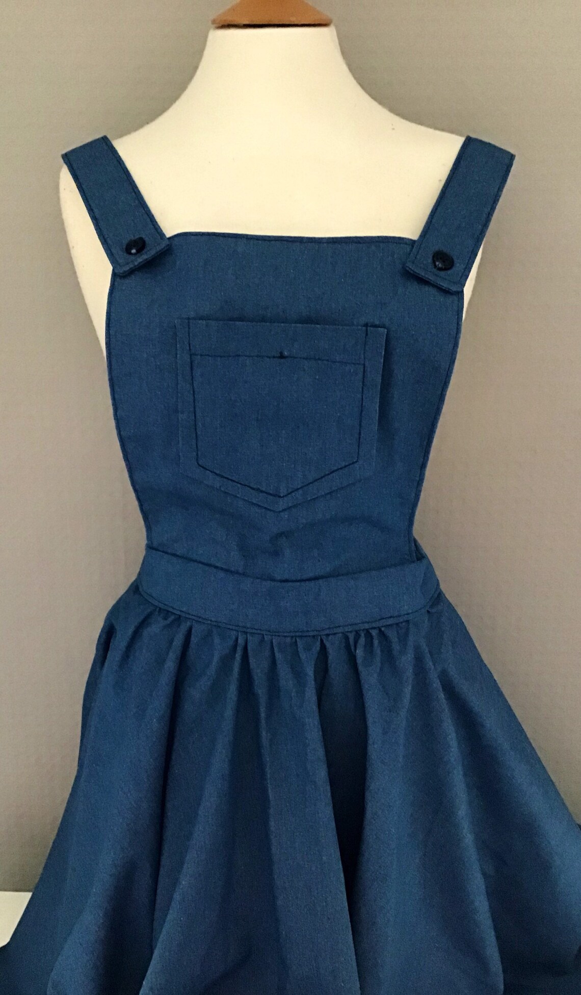 Denim medium blue dungaree dress | Etsy