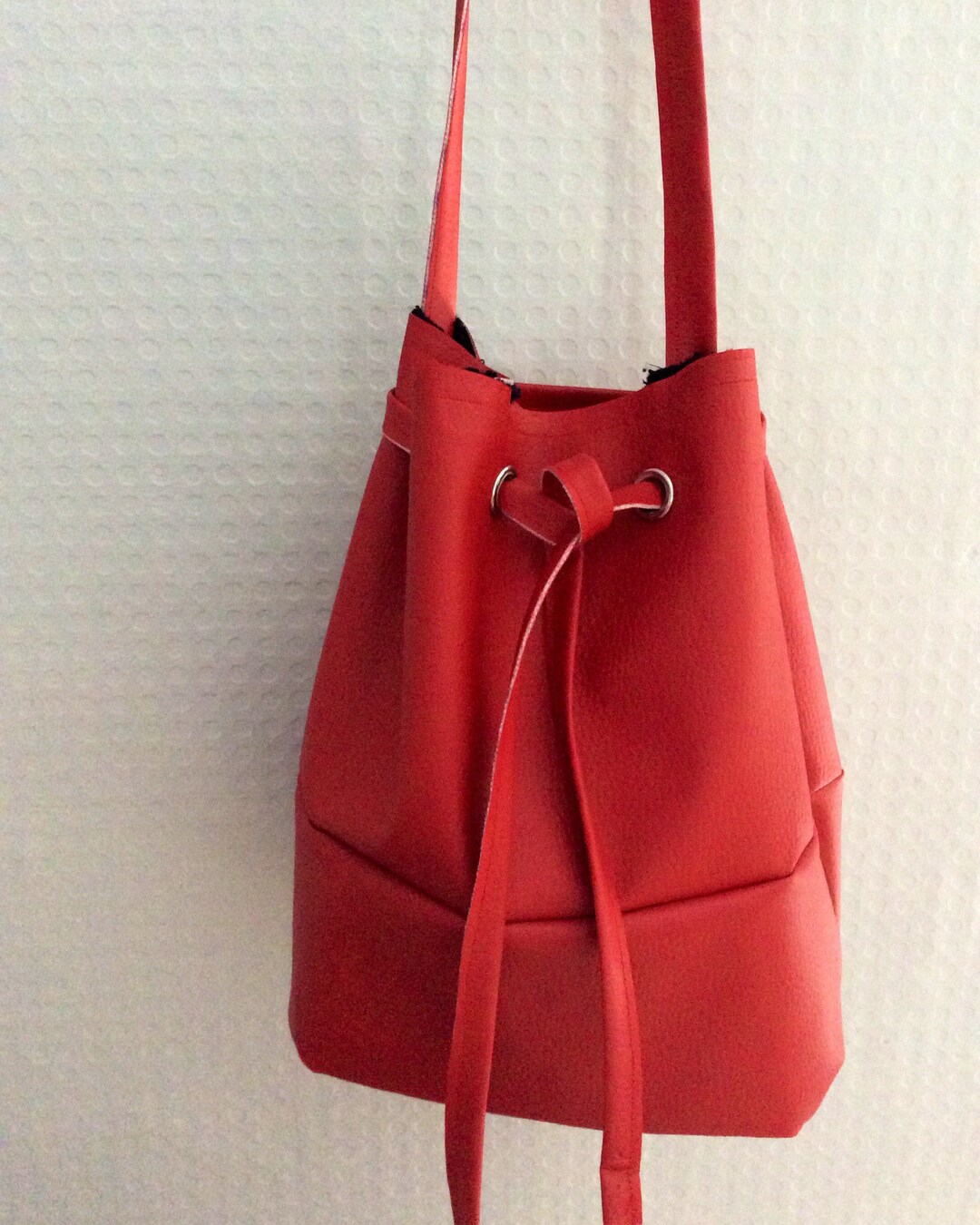 Red Berry Faux Leather Eyelet Bucket Shoulder Bag - Etsy