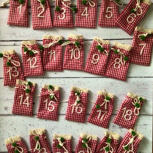 Christmas Advent Calendar Red & White Gingham Check Decoration - Etsy
