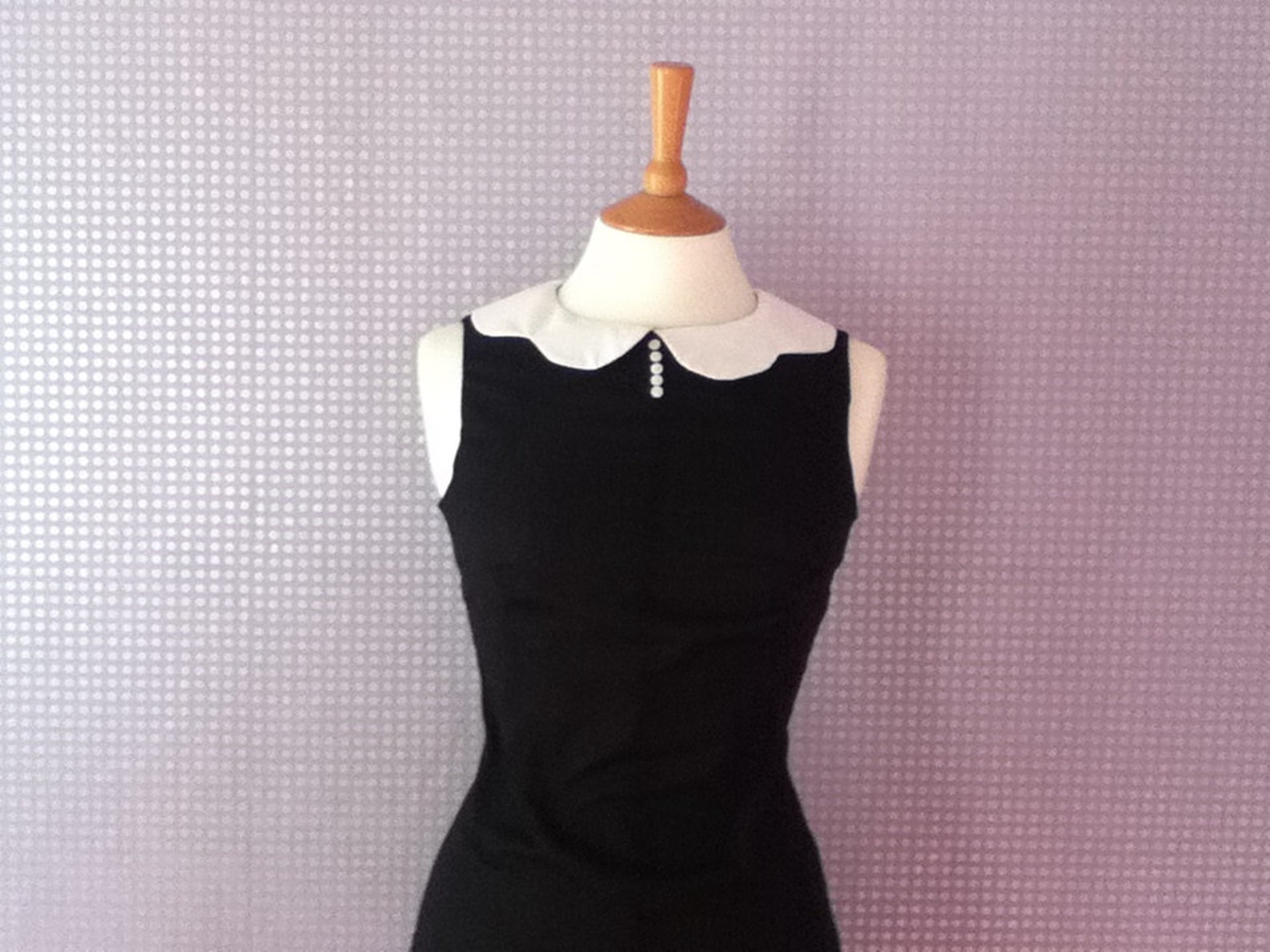 Vintage 1960's Peter Pan Collar Aline Sleeveless Black & White Dress - Etsy