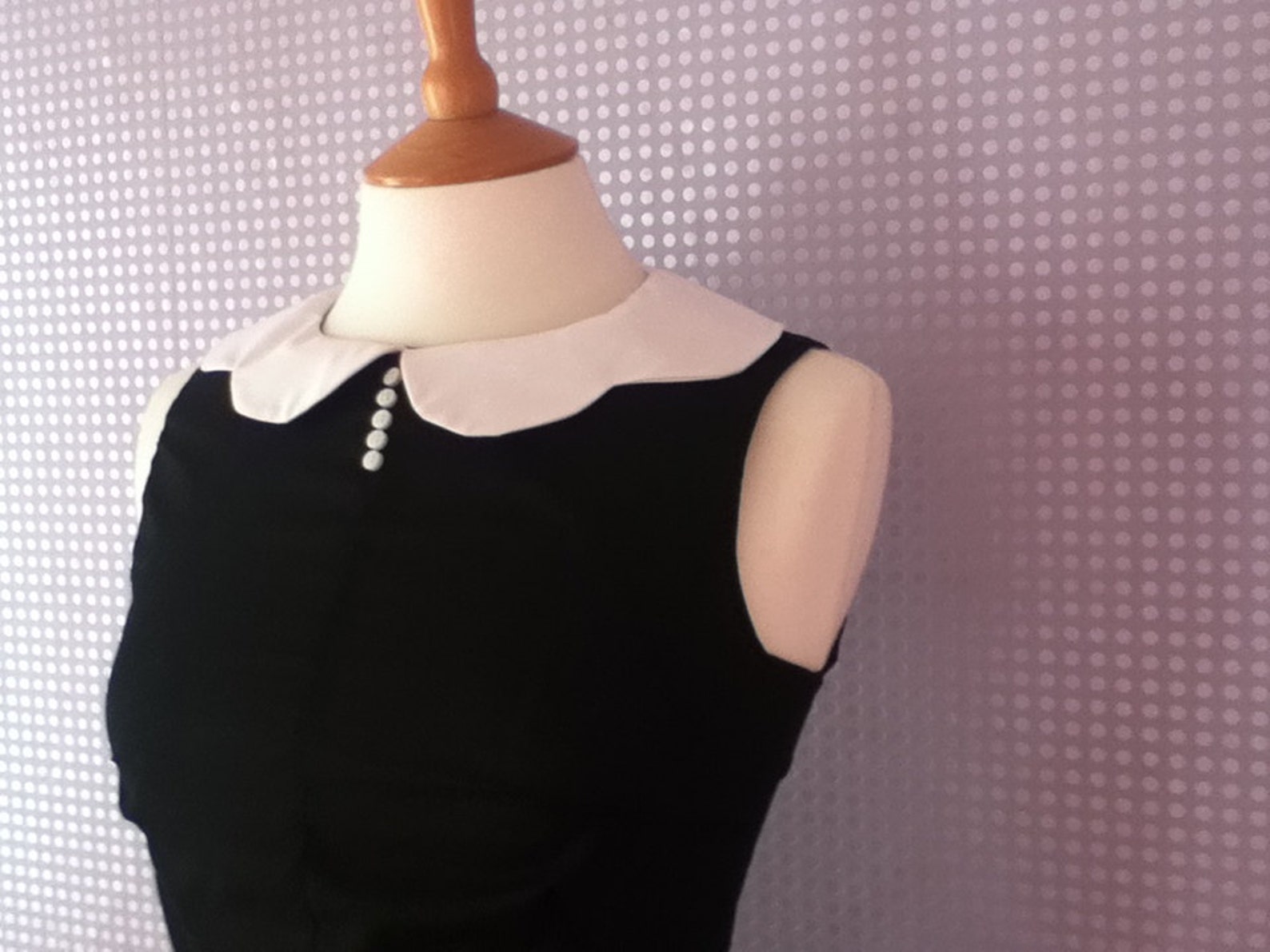 Vintage 1960's Peter Pan Collar Aline Sleeveless Black & White Dress - Etsy