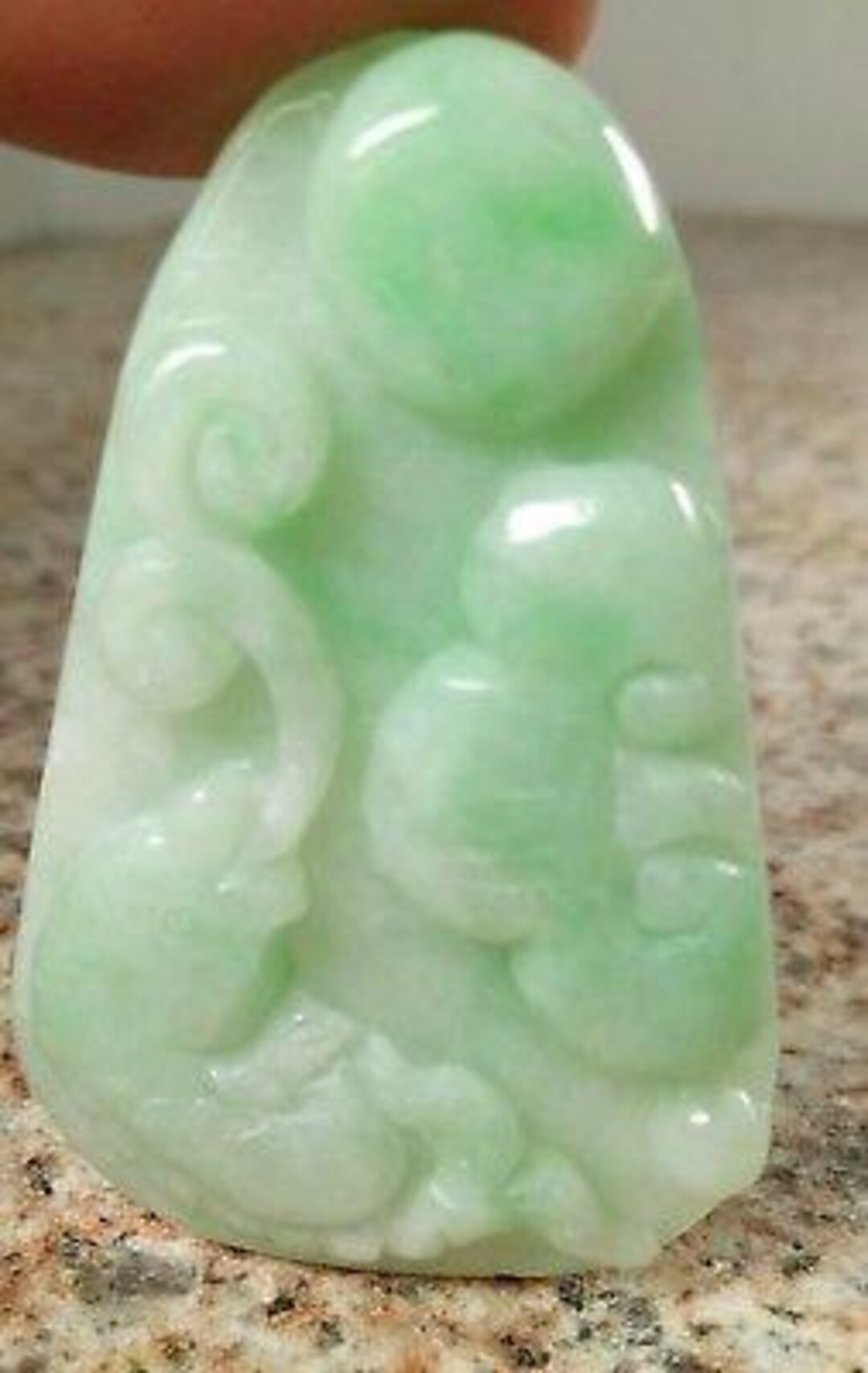100% Natural Grade A Green Jade Jadeite Hand Carved Fish & Rubi Pendant ...