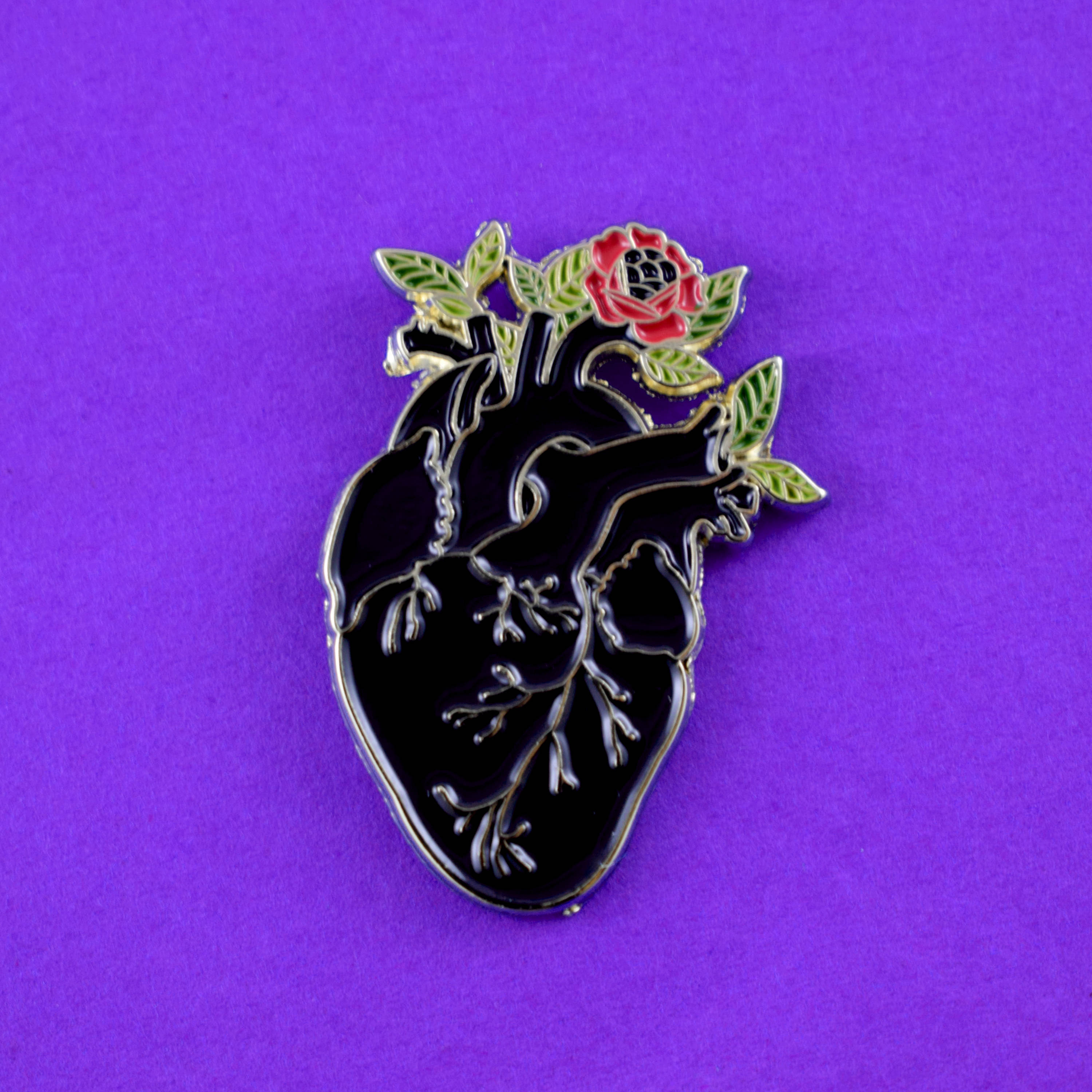 Black Anatomical Heart Soft Enamel Pin // Cute Pin // Pins // Enamel ...