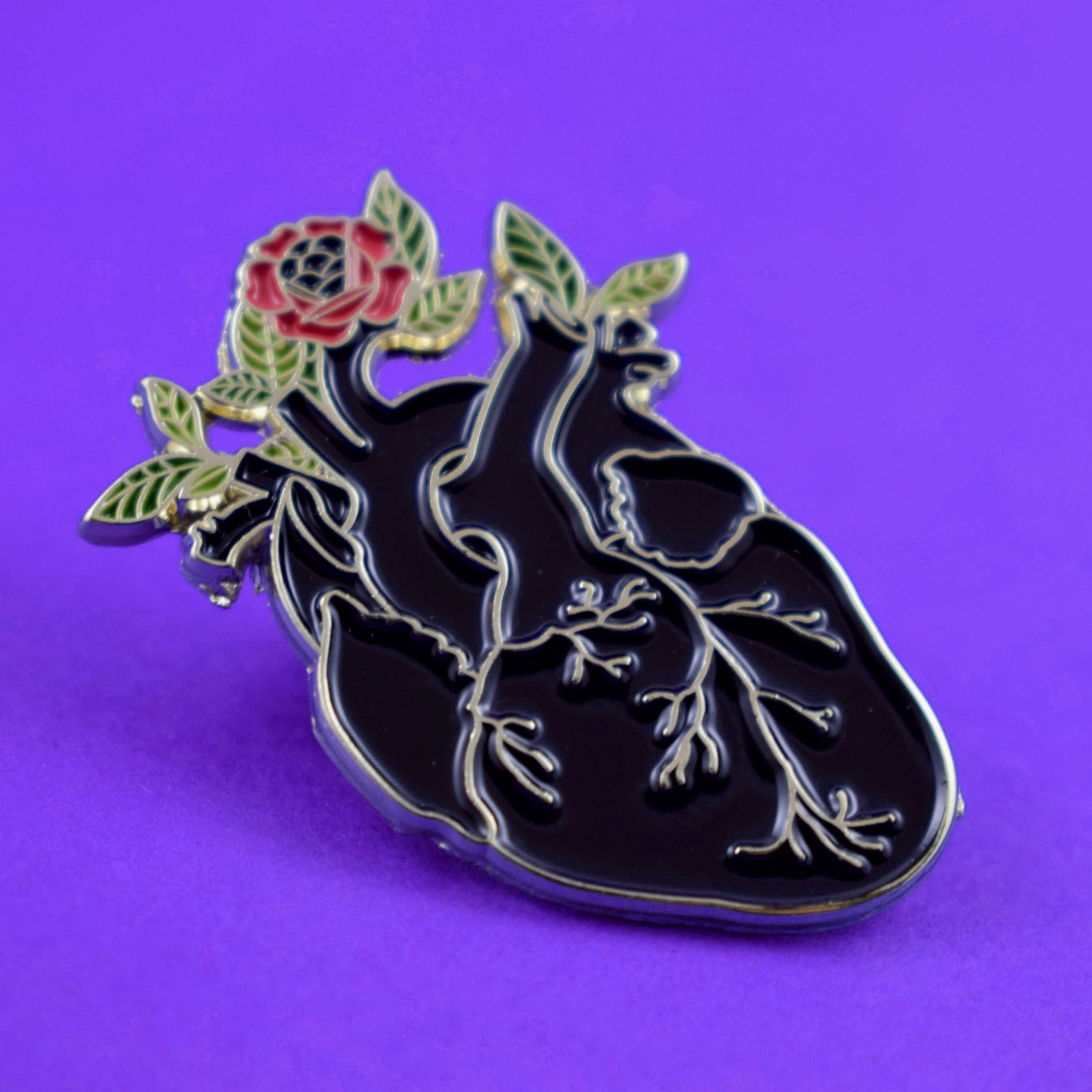 Black Anatomical Heart Soft Enamel Pin // Cute Pin // Pins // Enamel ...