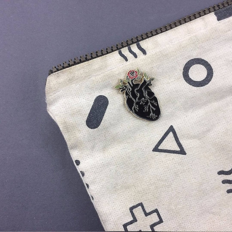 Black Anatomical Heart Soft Enamel Pin // Cute Pin // Pins // Enamel ...