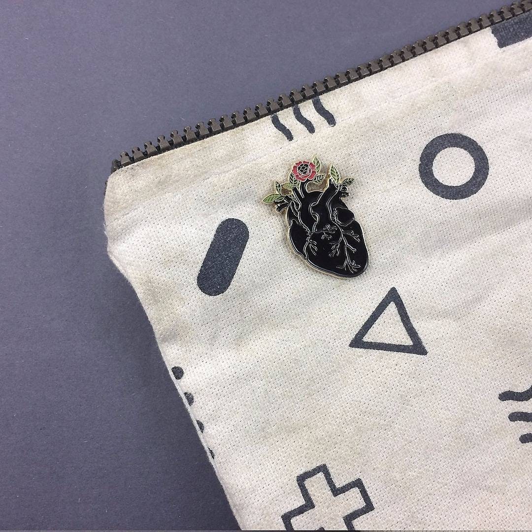 Black Anatomical Heart Soft Enamel Pin // Cute Pin // Pins // Enamel ...