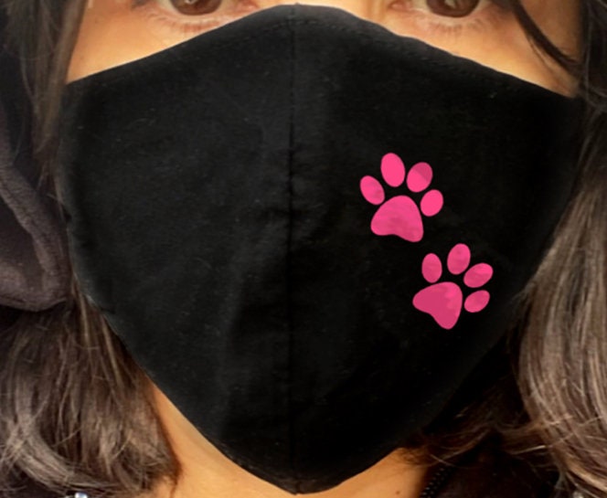 Paw Prints Face Mask, Gift Mask, Reusable, Two Layers, Washable Mask ...
