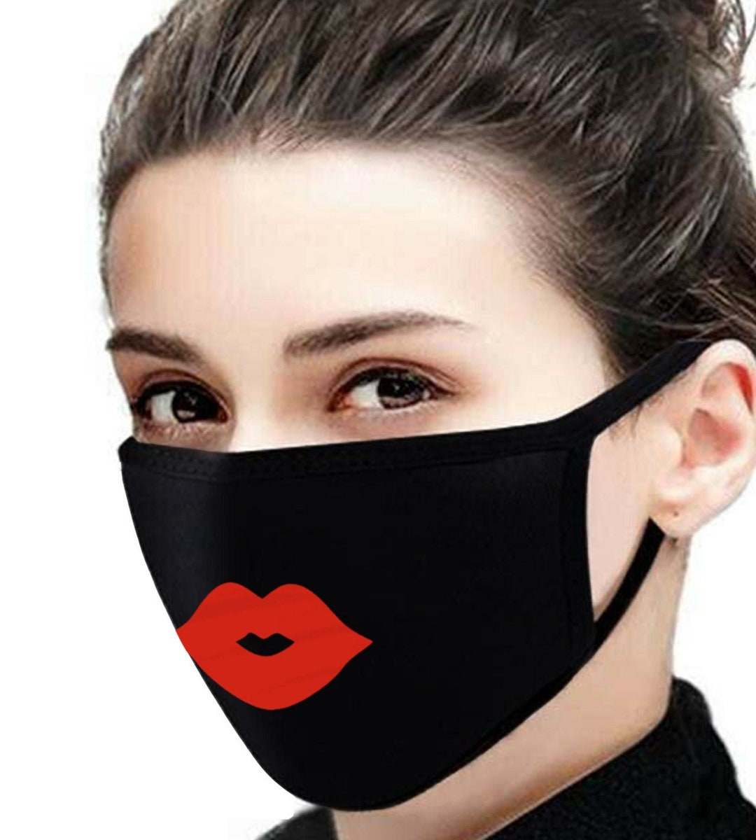 Kissing Lips Face Mask, Cute, Funny, Reusable, Two Layers, Washable ...