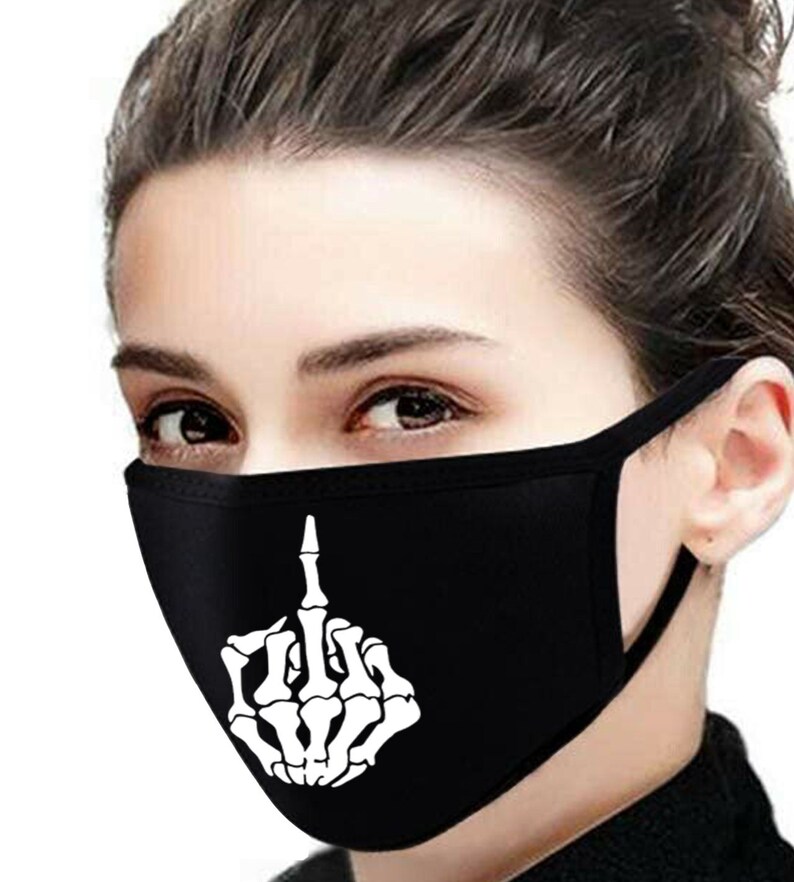 Skeleton Middle Finger Face Mask Funny Reusable Two Layers | Etsy