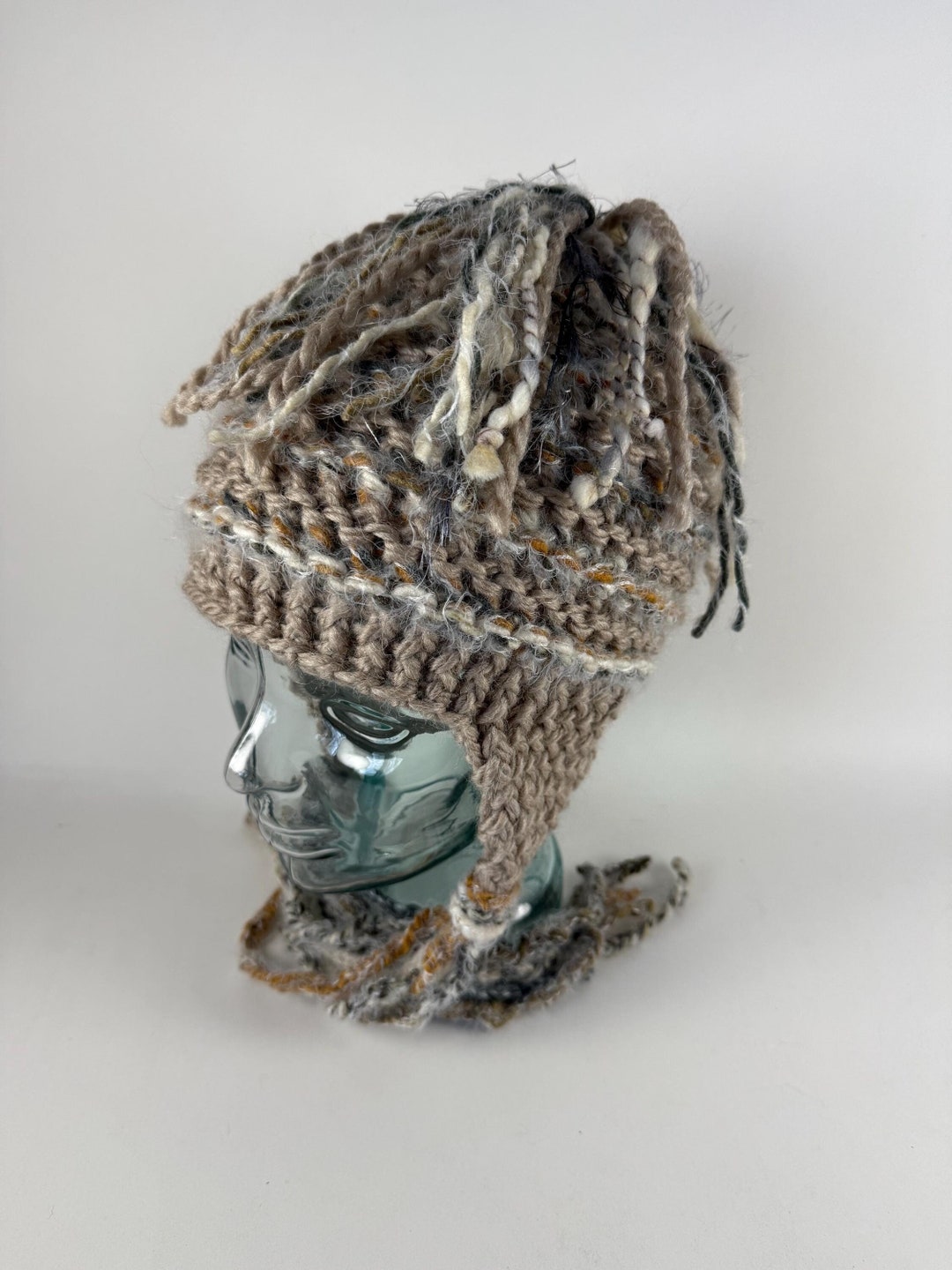 Hand Knit Ear Flap Hat, Peruvian Style Hat, Ear Warmer Hat, Ear Flap ...