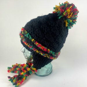 Hand Knit Ear Flap Hat, Peruvian Style Hat, Chullo, Ear Muff Hat, Rasta - Etsy