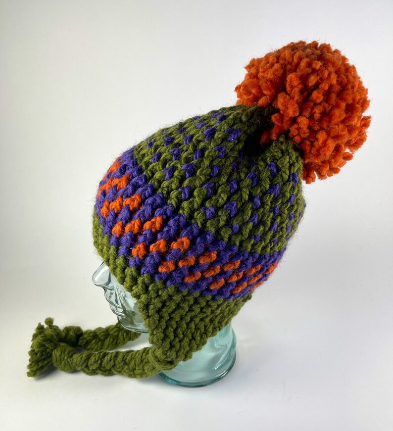 Hand Knit Ear Flap Hat Peruvian Style Hat Ear Warmer Hat - Etsy