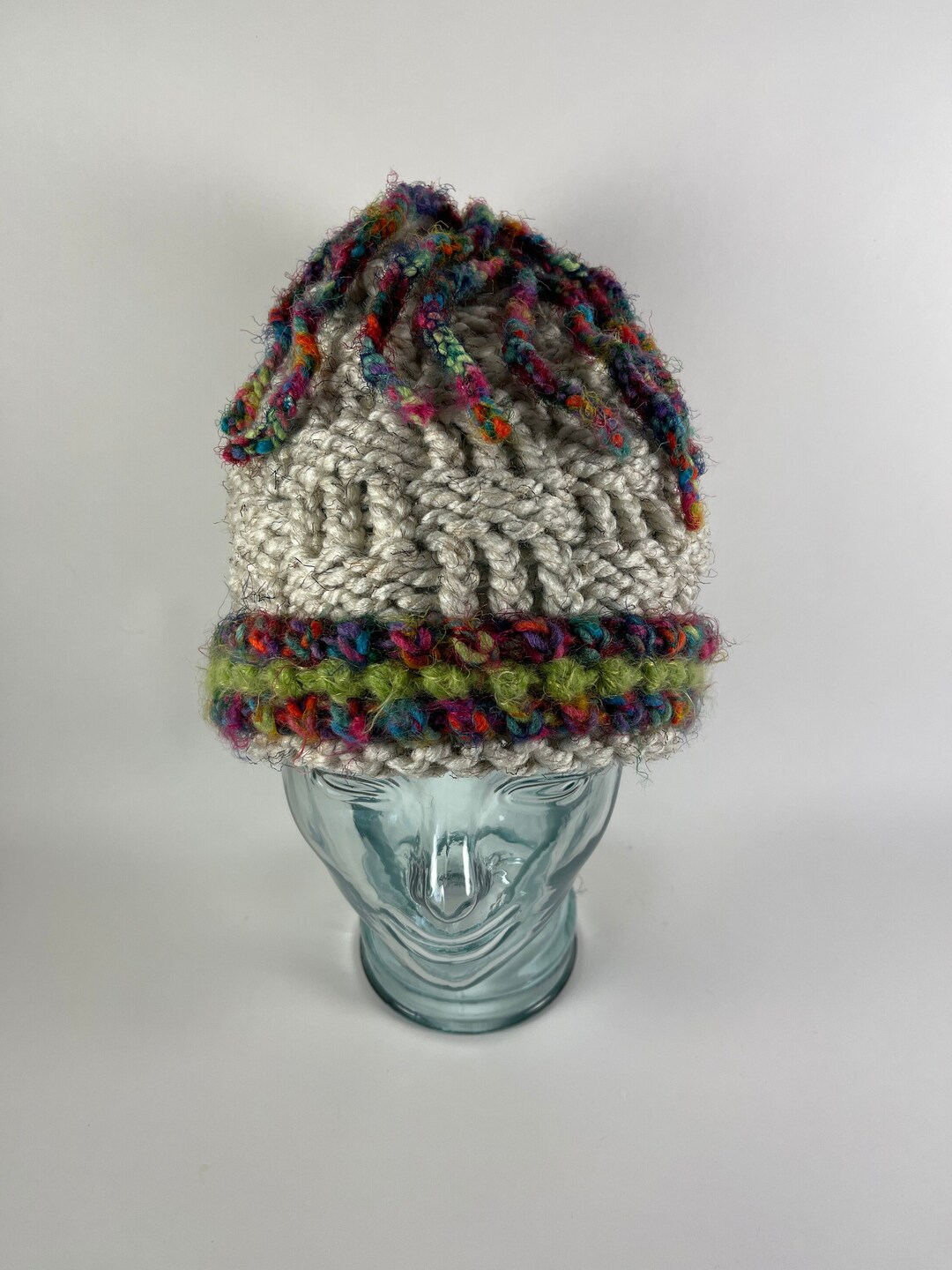 Hand Knit Beanie: Rainbow Rasta Pom Pom Hat - Etsy